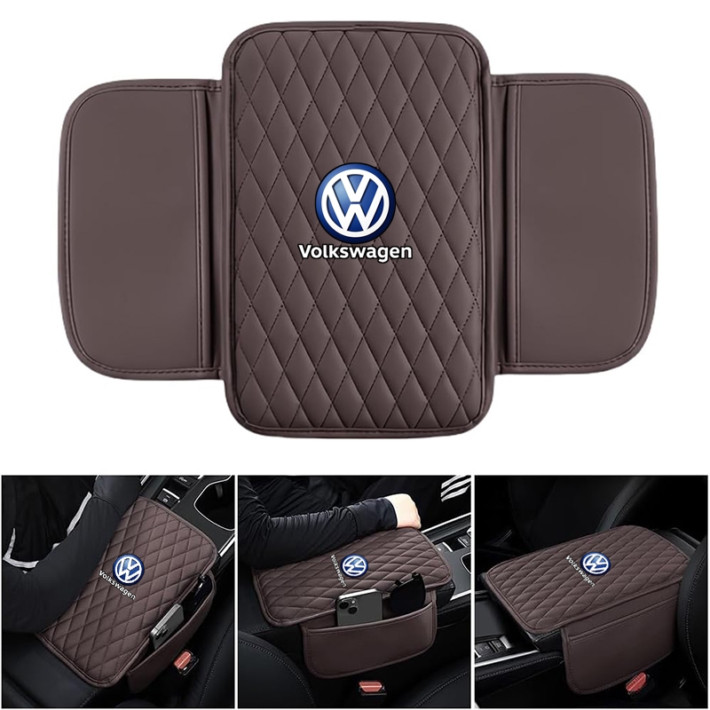 Micofiber Leather Car Armrest Mat With Pocket Center Console Arm Rest ...