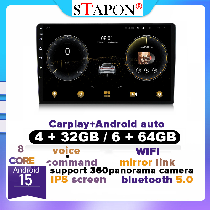 STAPON 9/10inch 6+64G 4+32G Android15 octa core carplay android auto 360camera 2.5D IPS SCREEN ...