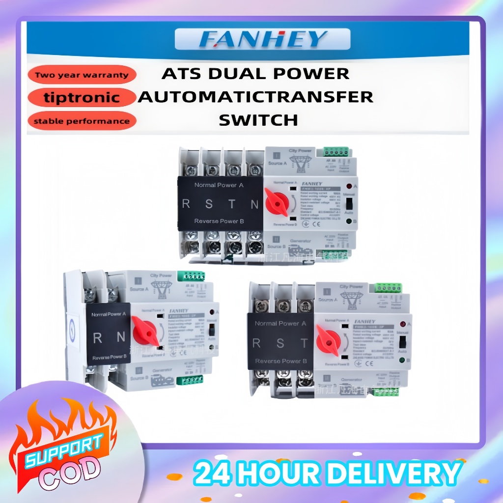 FANHEY Din Rail Millisecond 2P level switching of uninterrupted dual power automatic transfer ...