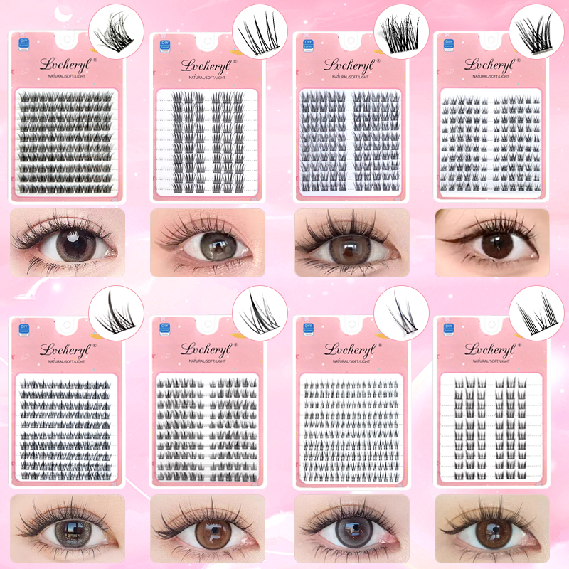 Lvcheryl Messy Lazy Eyelashes Extension 10-12MM Mixed Fluffy Individual ...