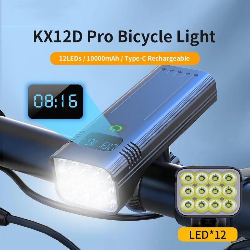 12 LED Bike Light High Lumen USB C Rechargeable Aluminum MTB Bicycle ...