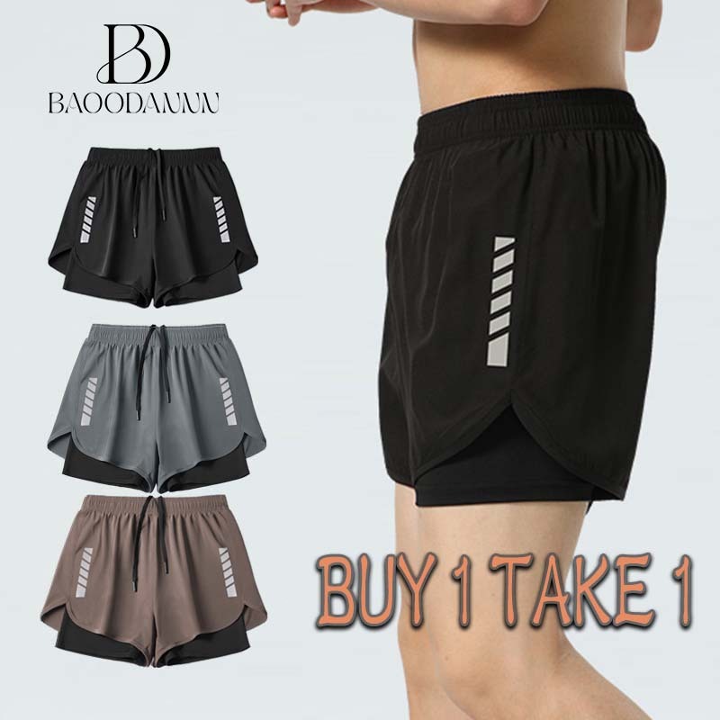 【Buy1 Take1】Men's Quick Dry Running Shorts with Inner Liner Breathable ...