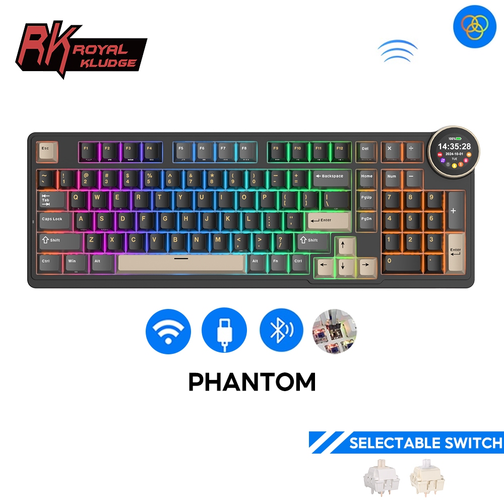 Royal Kludge RK N99 Phantom 98 Key Tri-Mode RGB Wired Bluetooth 2.4G ...