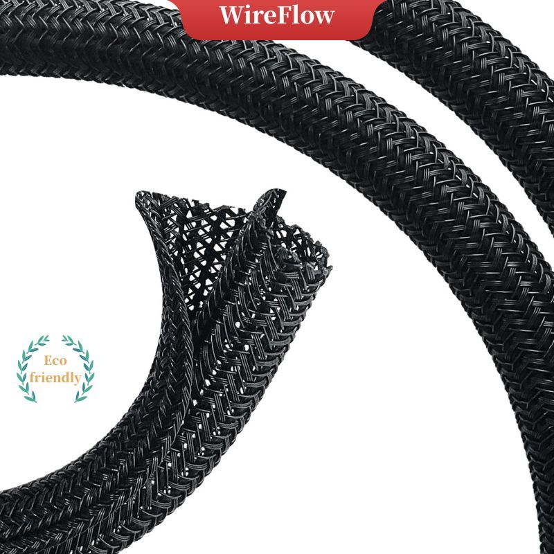 【Black 10mm D】Home Office Braided Wire Cable Management , Split-Sleeve ...