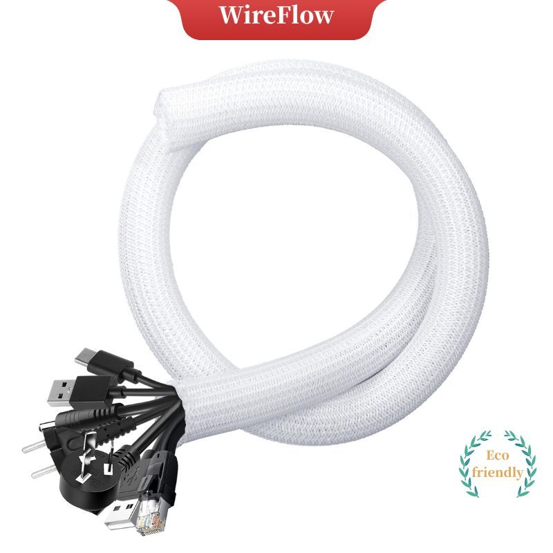 【White 19mm D】White Split Braided Cable Sleeve, Wire Organizers for ...