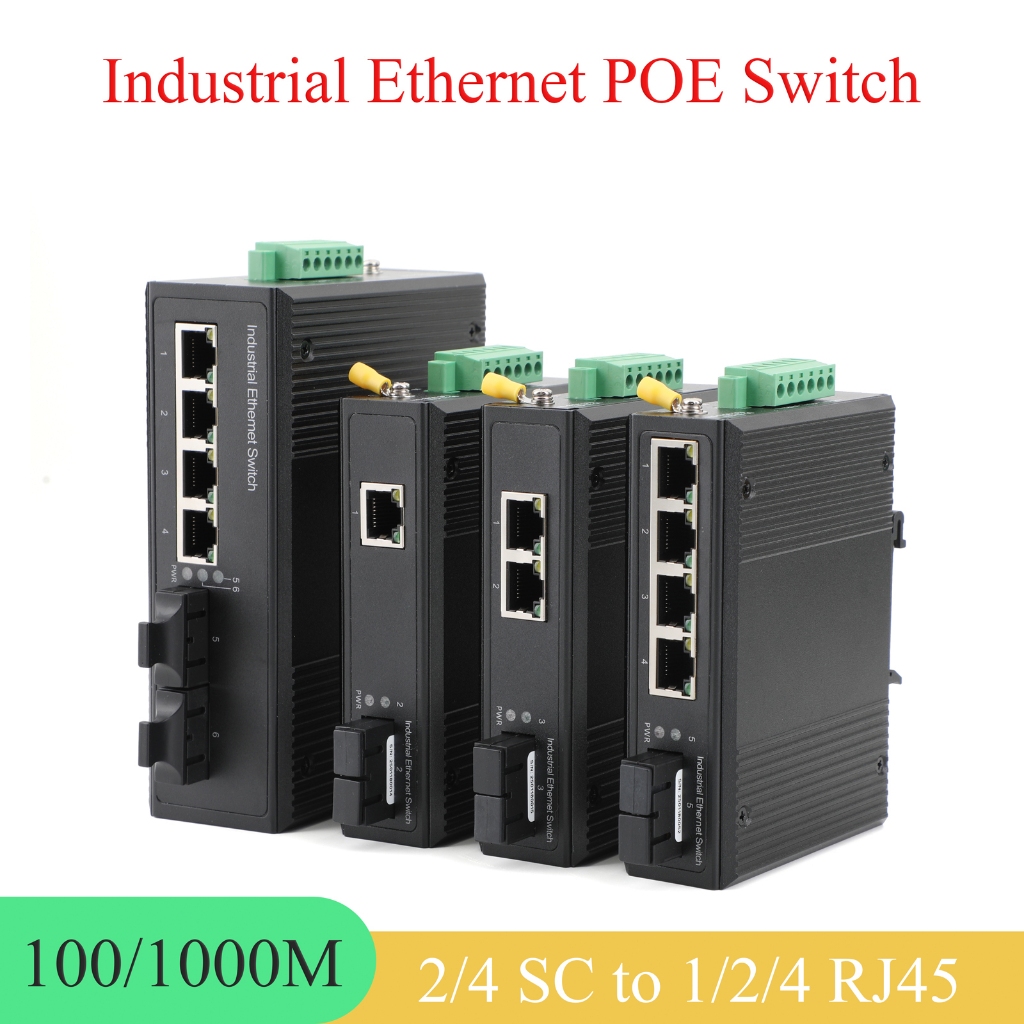 Industrial POE Switch 100M/1000M 1/2 Optical Ports + 1/2/4 Electrical ...