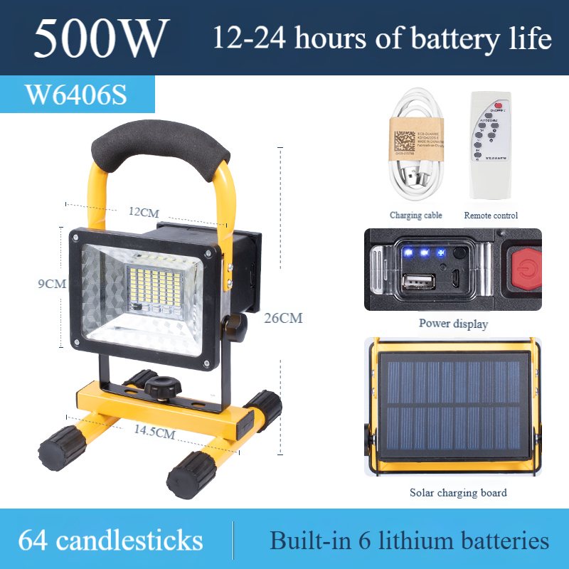 Smiling Shark W6402 Solar Light Work Floodlight Super Bright Portable ...