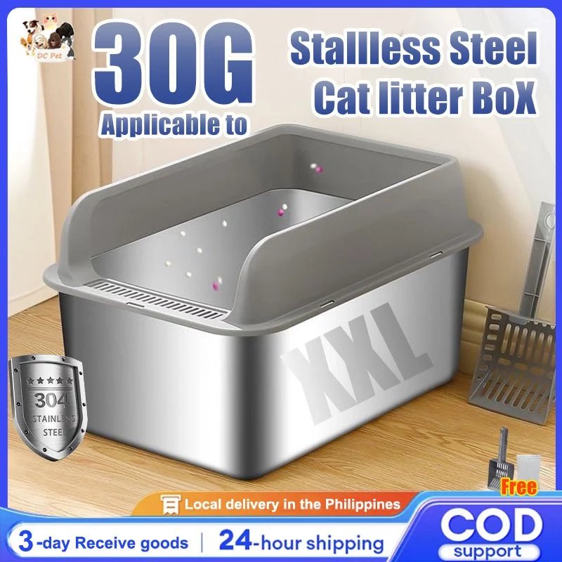 304 Extra Large Stainless Steel High Wall Cat Litter Box - XXL Cat ...