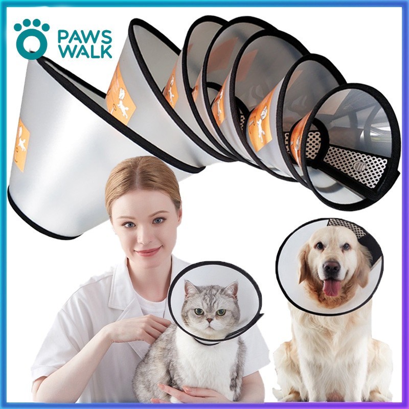 Pet Elizabeth Cone E-Collar Dog Cat Protective Cone Collar Head Cover ...