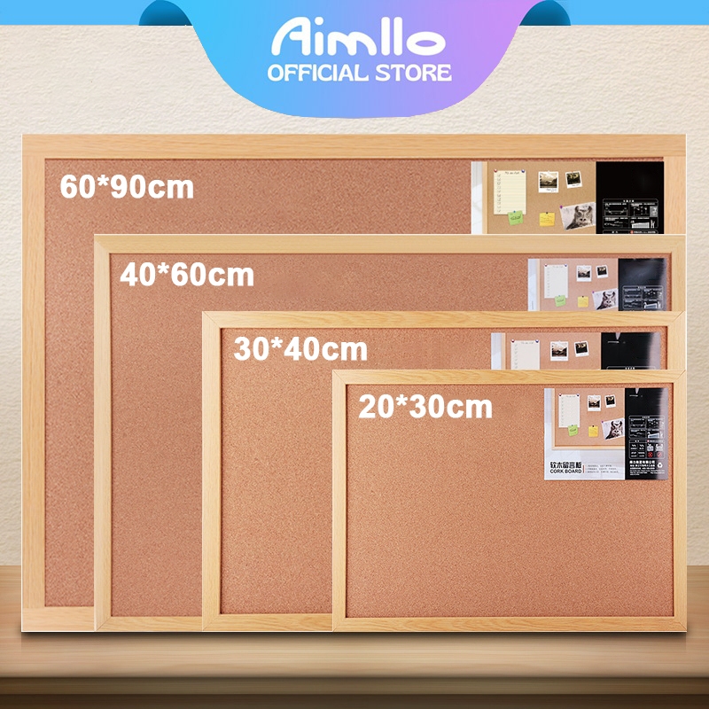 90*60cm Cork Board Wooden Frame Bulletin Cork Message Board Photo Wall Background Board | Shopee ...