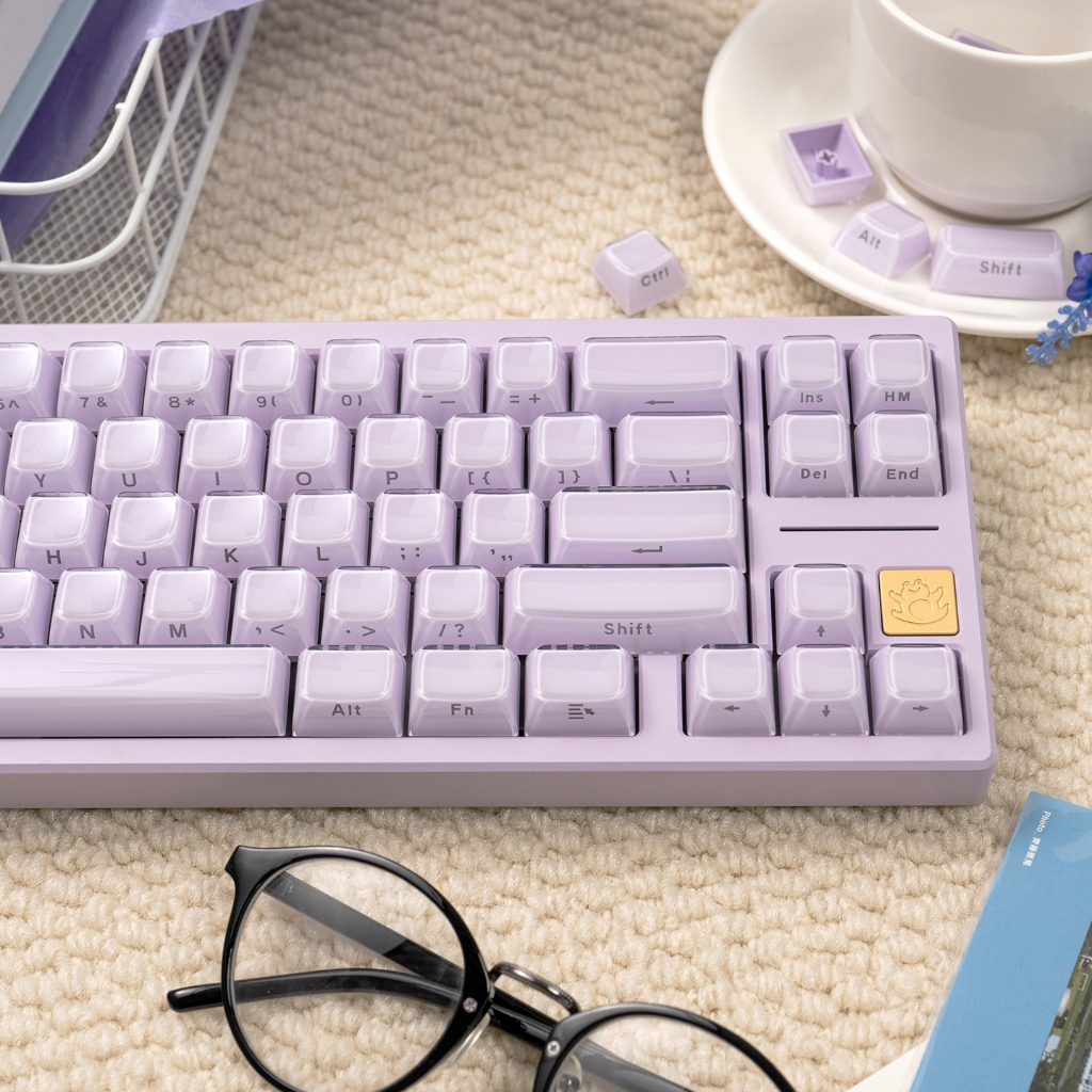 Crystal Pudding ICE Purple keycaps Side Light through OEM profile ABS ...
