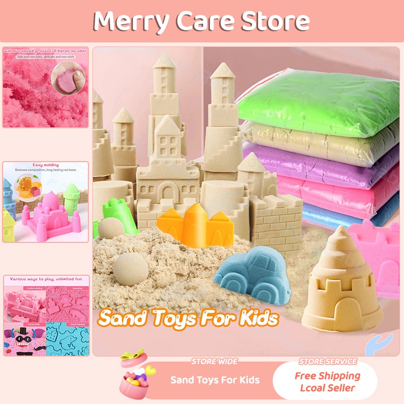 (1KG)39Pcs Sand Sets Dynamic Eco Sand Castle Play Set Slime Tools Play ...