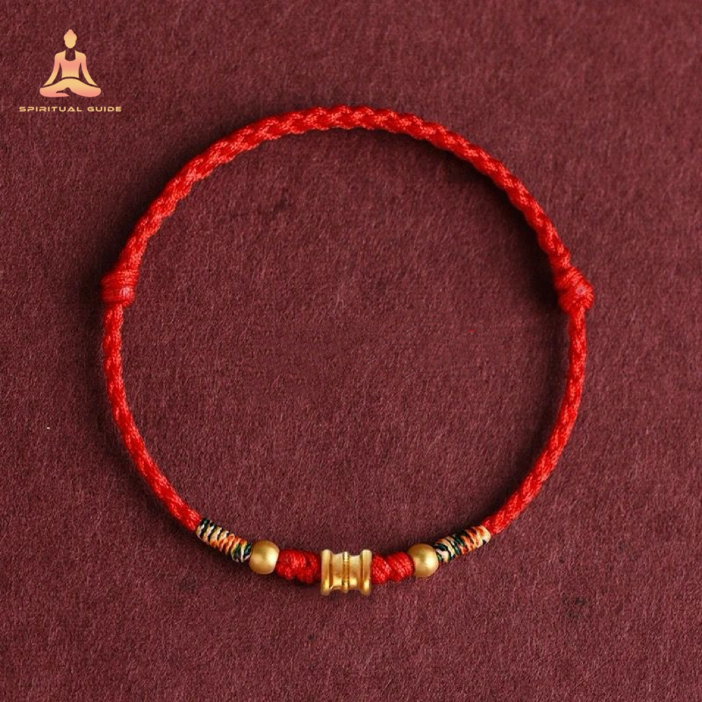 Unisex's Handmade Placer Gold Red Rope Bracelet Lucky Red String ...