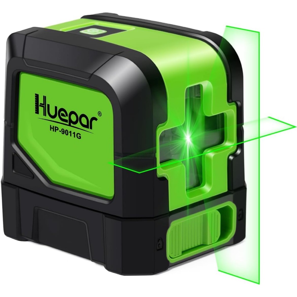 Huepar 9011G Self-Leveling Green & Red Dual Laser Level - 3×360° Cross ...