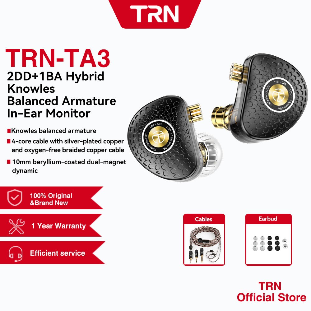 TRN TA3 In-Ear Earphones 1BA+2DD Hybrid Knowles Unit HIFI IEM Noise ...