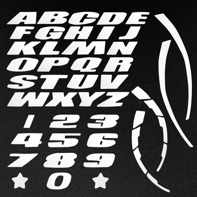 White A-Z 0-9 Sticker High 2.7cm Car Motorcycle Universal personality ...