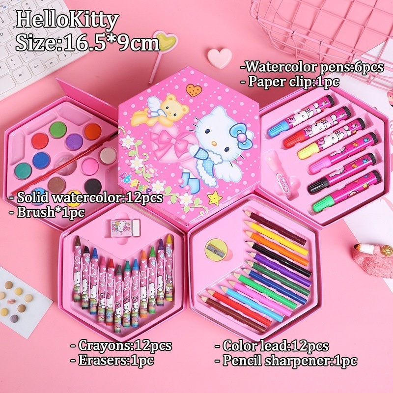 1 CHOISE 46Pcs Coloring Set Stationery Colored Pencil Painting Water ...