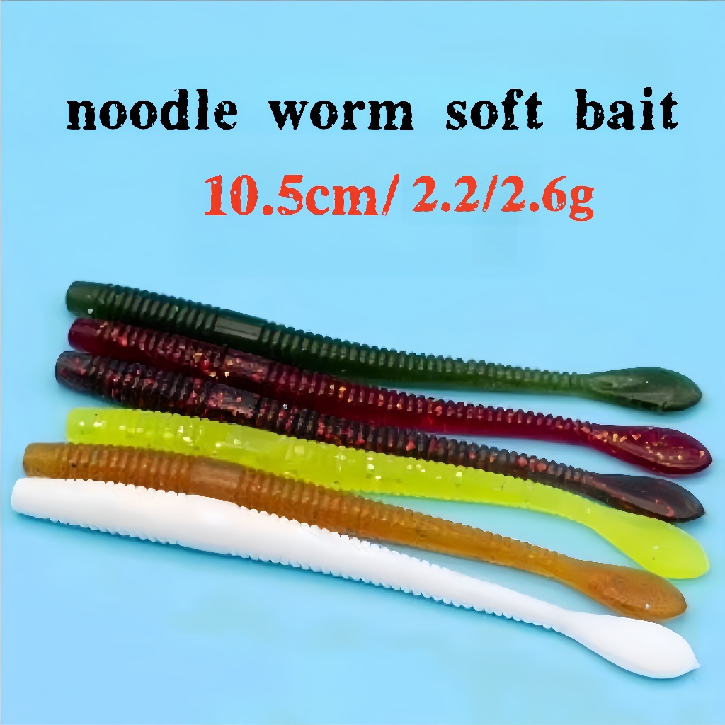 10PCS Lure Bait Noodle Worm Soft Bait Floating Water Submerged Water ...