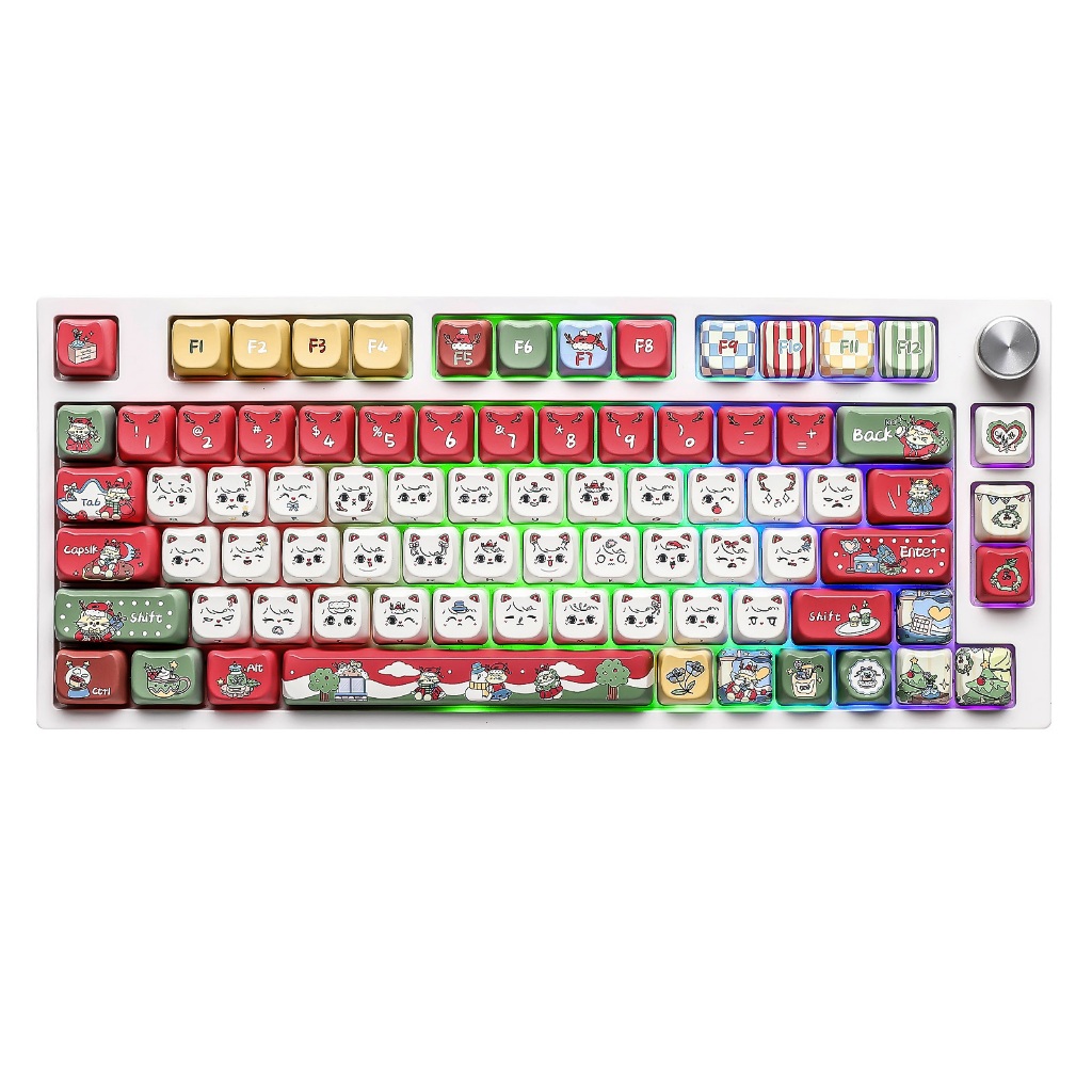 YUNZII Holiday Season Keycaps, 143-key 5-side Dye Sublimation MAO ...