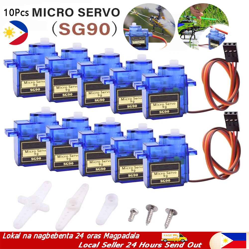 (PHI Stock) 10Pcs SG90 9g Micro Servos Kit for RC Robot Helicopter Airplane Controls Car Boat ...