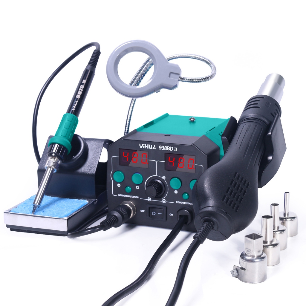 YIHUA 938BD-II 740W Hot Air Gun BGA Rework Station SMD Soldering Iron Desoldering Station LED ...
