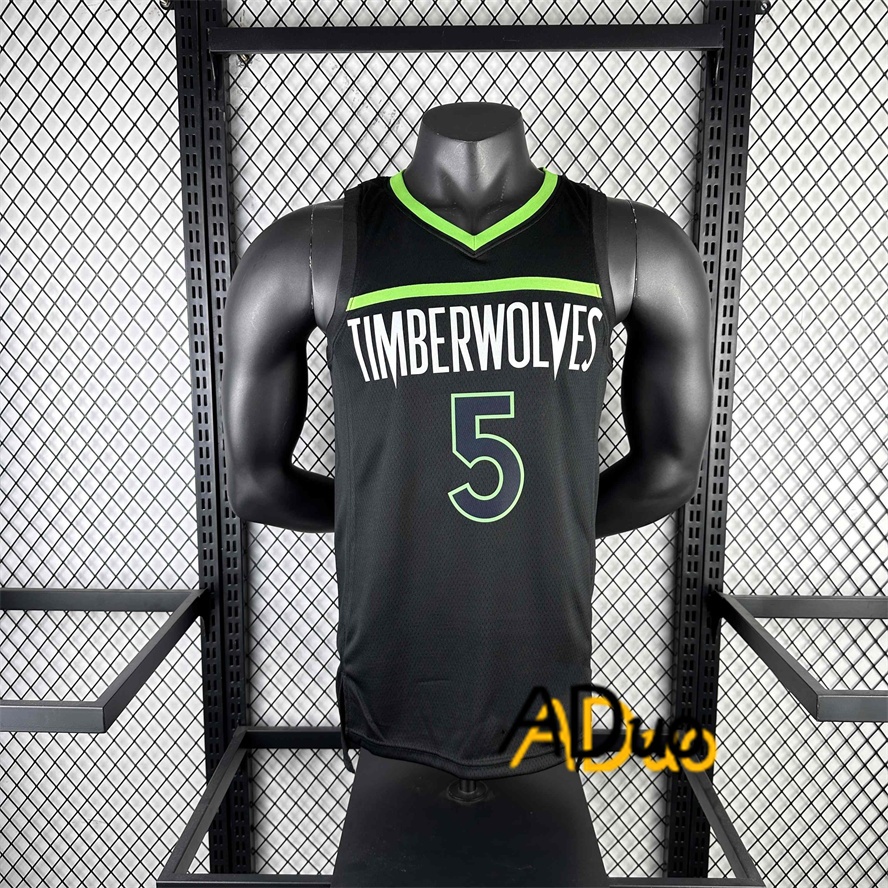 Hot pressed NBA Minnesota Timberwolves #5 Anthony Edwards Charcoal ...