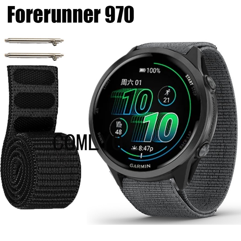 For Garmin Forerunner 970 Smart Watch Strap Nylon Loop Soft Band Women ...