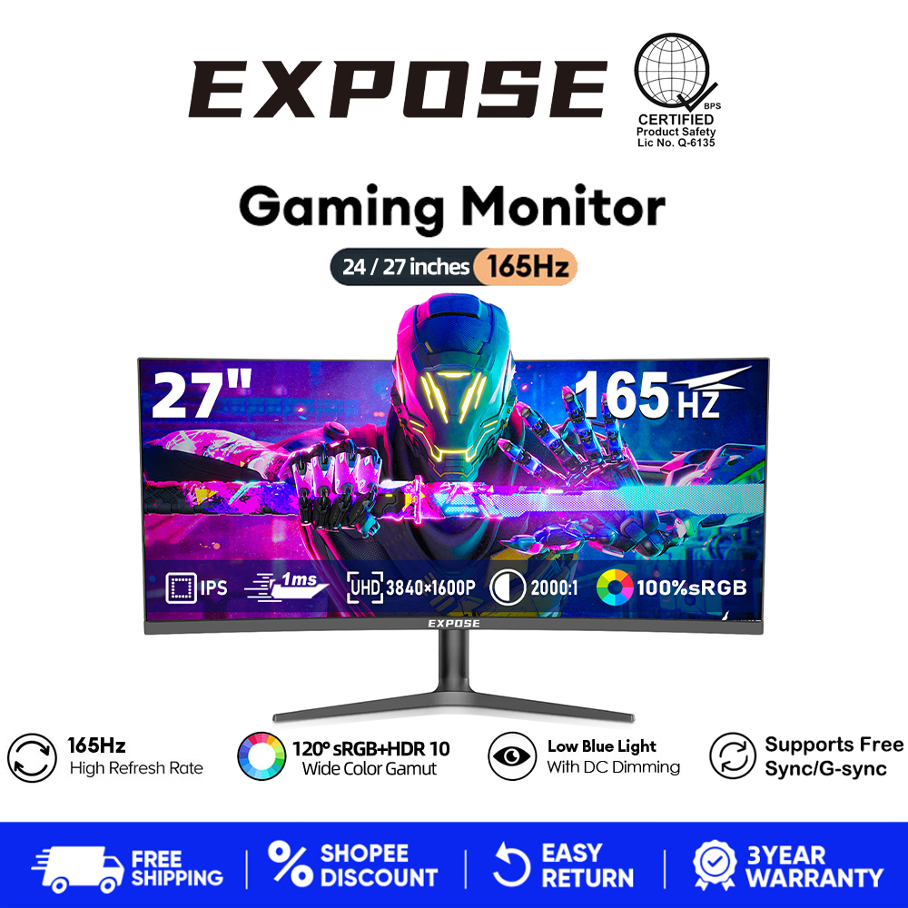 Expose Gaming Monitor 24 / 27 inch 100HZ / 165HZ FHD 1080P IPS 1MS ...
