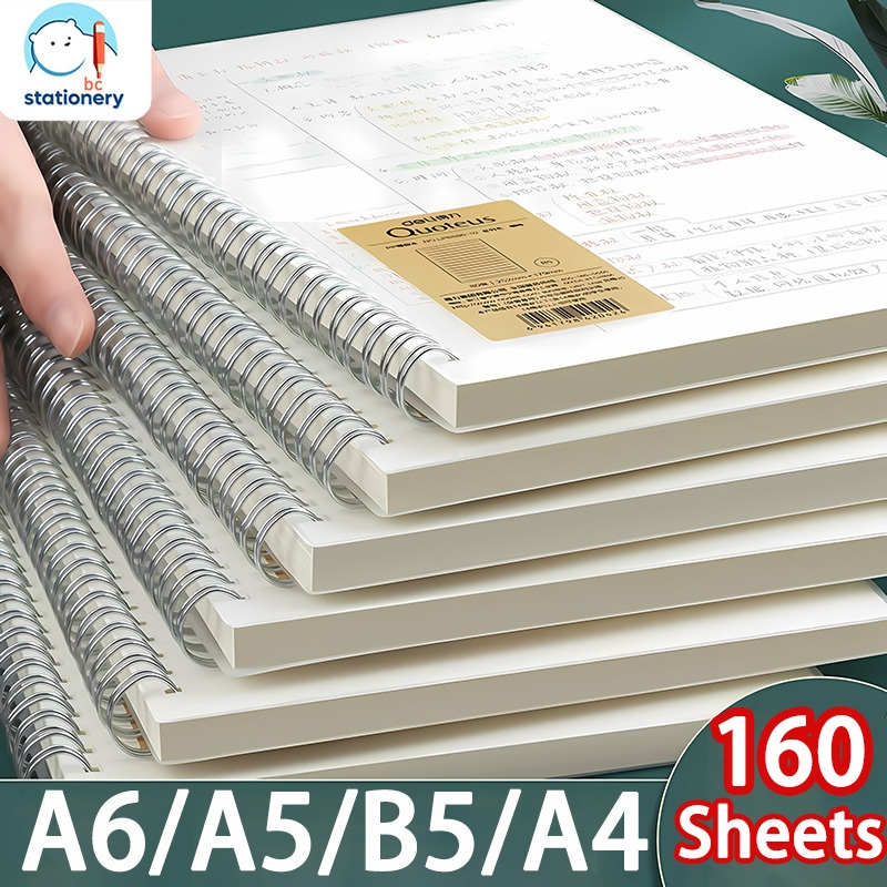 Lined Grid Blank Notebook A6 A5 B5 A4 Double Spring Notepad School Supplies Coil Notebooks