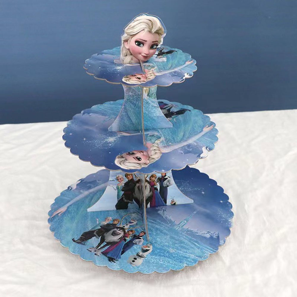 Frozen Themed Cake Stand | Colorful Elsa Snowflake Cartoon Design ...