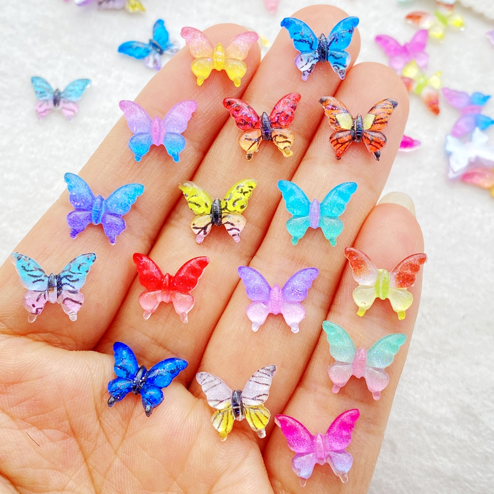 50 Pieces Mixed Resin Nails Mini 3D Colorful Butterfly Nail Decoration ...
