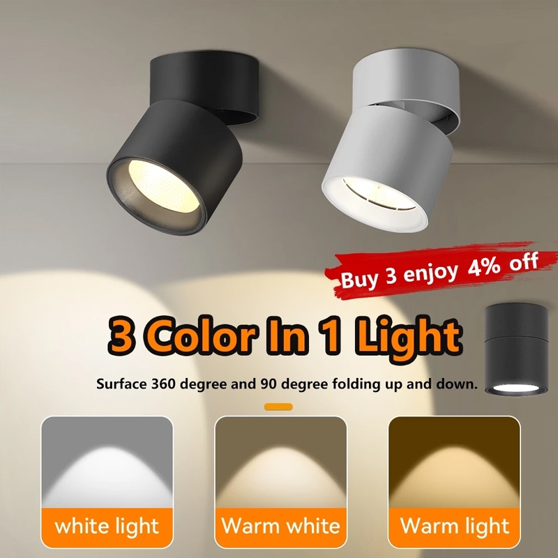Led Foldable Downlight 3 Colors Spotlight Pin Light Ceiling Lamp ...