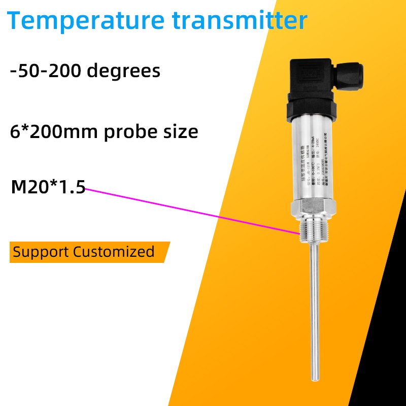 RTD PT100 Temperature Transmitter 4-20mA M20*1.5 Transducer 0-10V DC24V ...