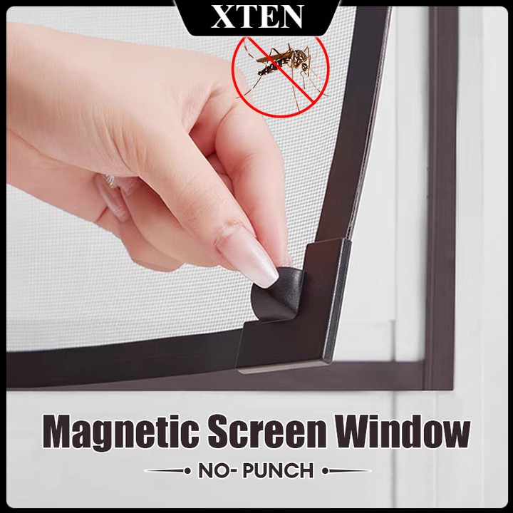 XTEN DIY Magnetic Screen Window with Frame Mosquito Screen for Window ...