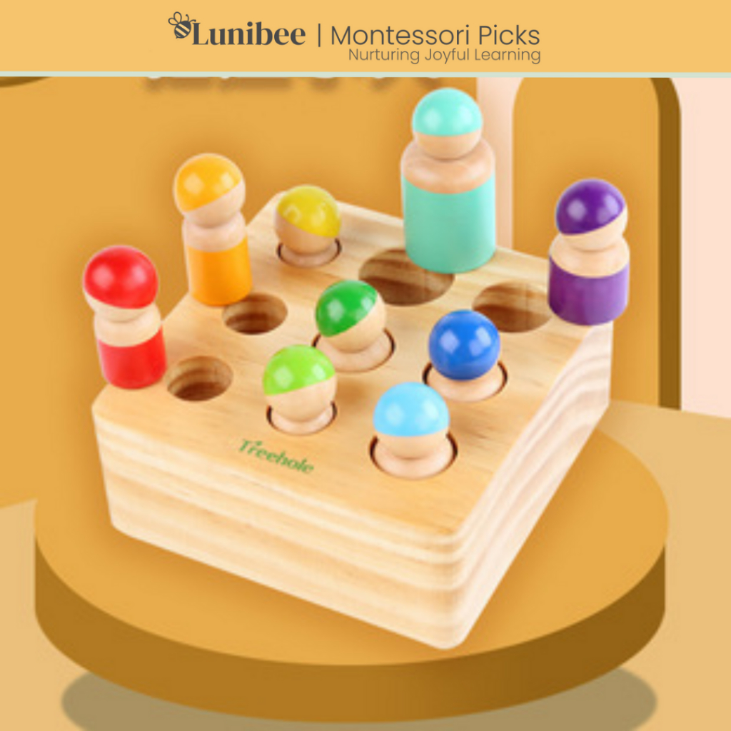 Montessori Wooden Peg Dolls Sorting Toy – Color Matching and Fine Motor ...