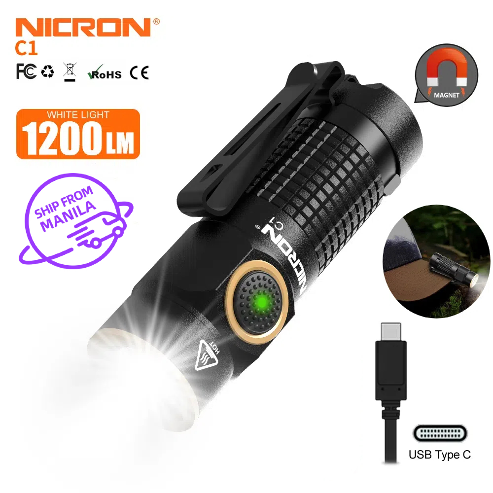 Nicron Mini LED Flashlight C1 1200lumens Super Bright Torch Light ...