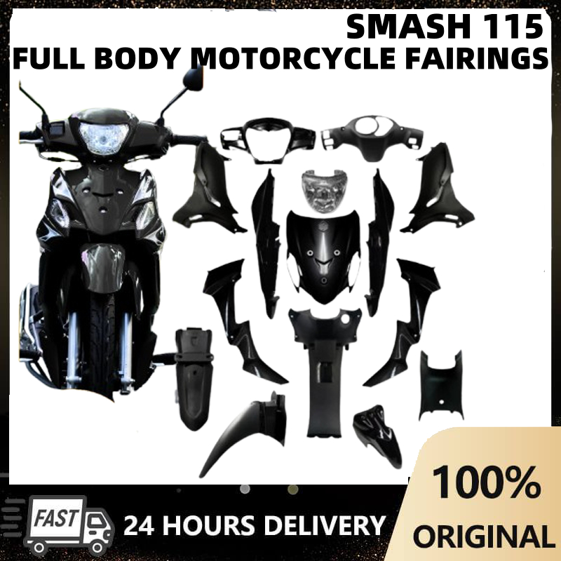 ALL BLACK FULL BODY MOTORCYCLE FAIRINGS FOR SUZUKI SMASH 115 DISC BRAKE ...