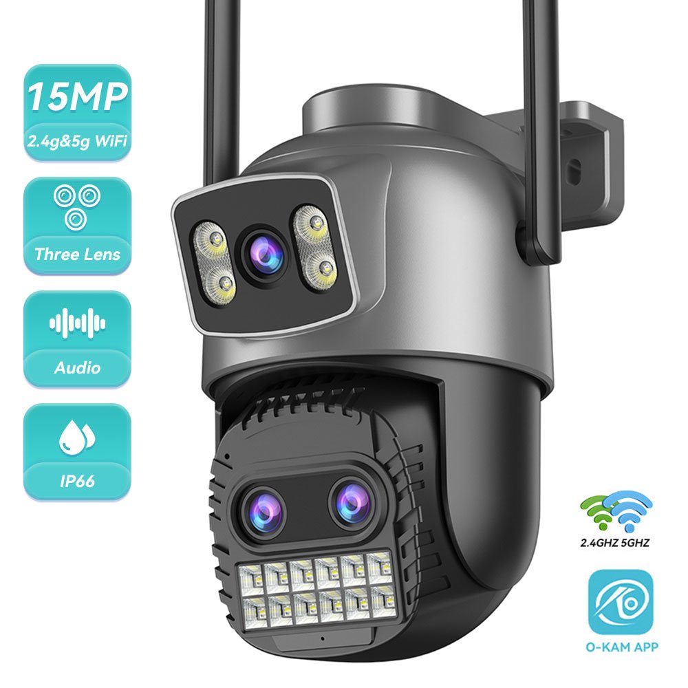 Hamrol 20MP/15MP/10MP 5G&2.4GHZ Three Lens PTZ WiFi Camera Human ...
