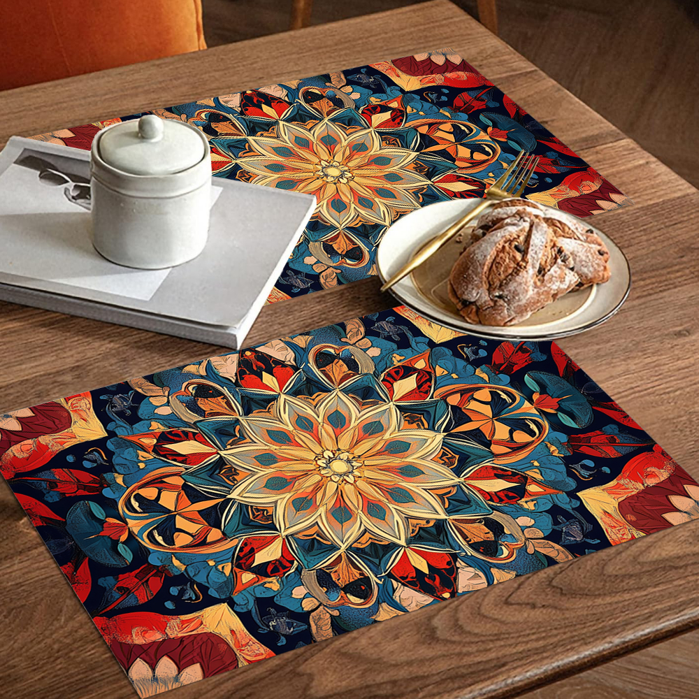 4pcs Bohemian Style Symmetrical Pattern Table Placemats Classics Boho ...