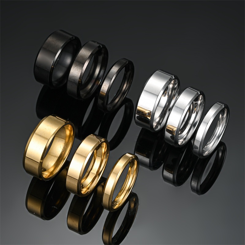 50pcs/Lot Trendy Stainless Steel Rings 4mm/6mm/8mm Smooth Surface ...