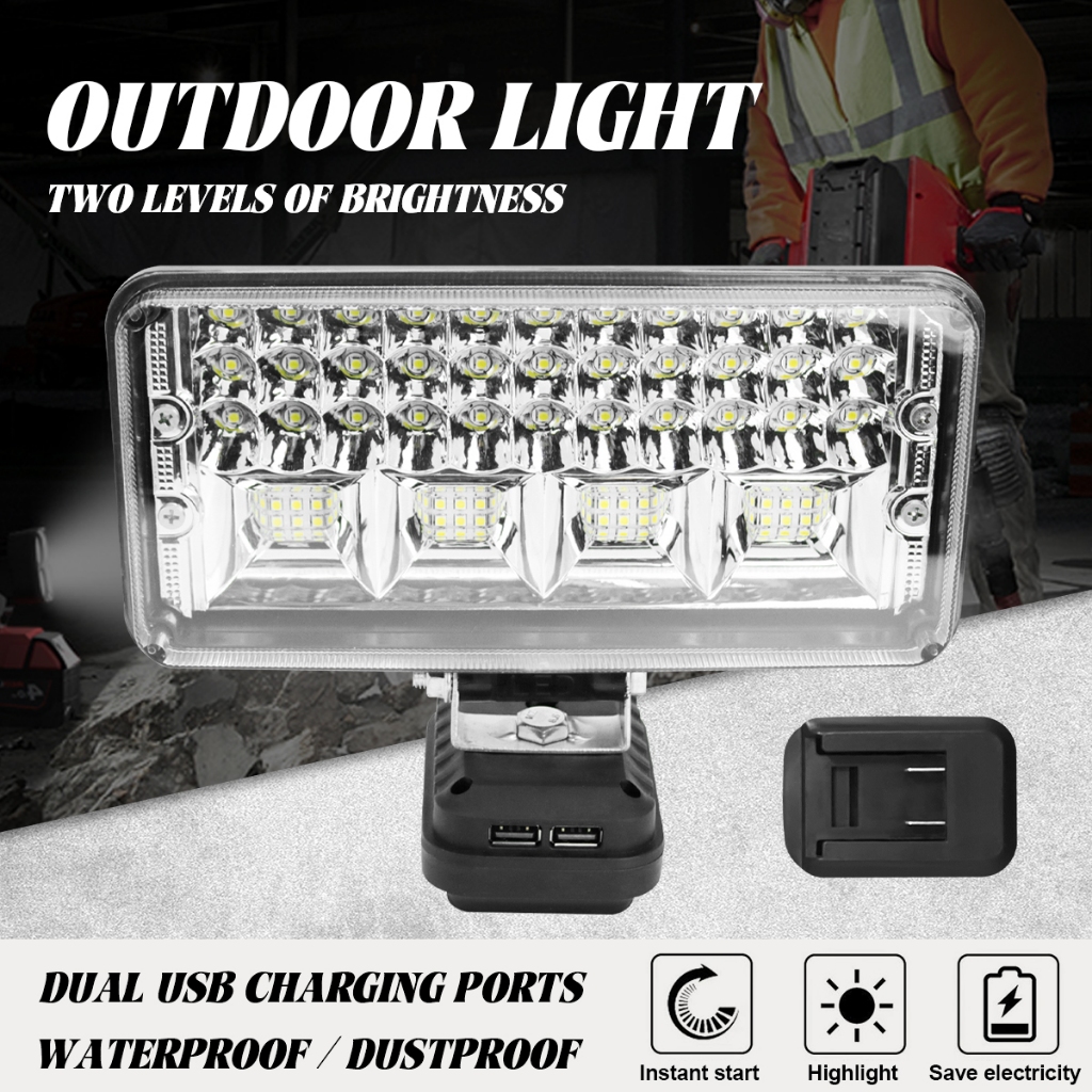 8 INCH Cordless LED Work Light Spotlight Li-ion Battery Outdoor ...