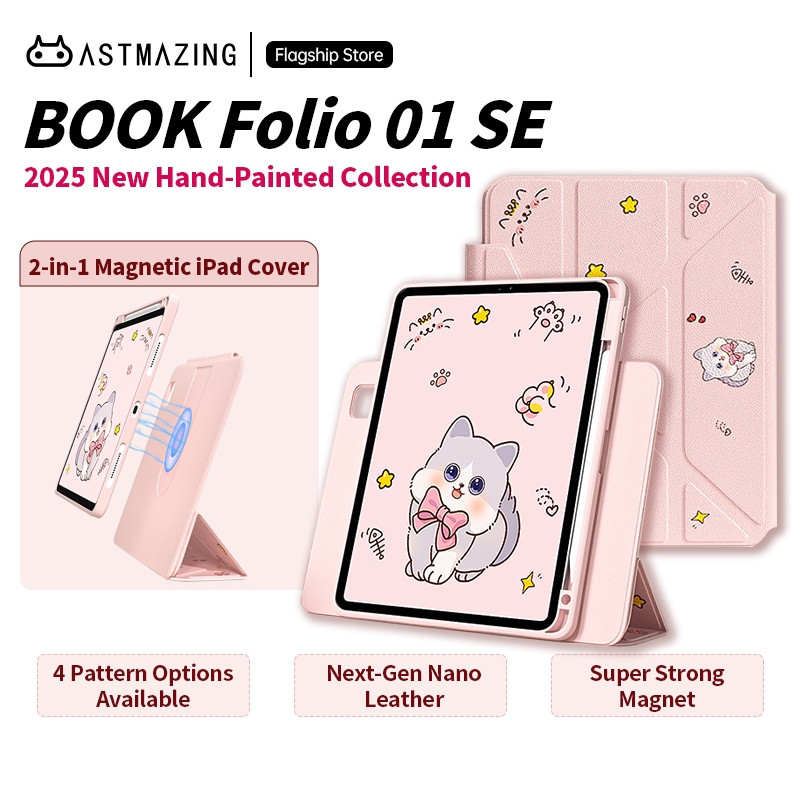 ASTMAZING Cute Cartoon Magnetic Detachable iPad Case for iPad Air 6/5/4 ...