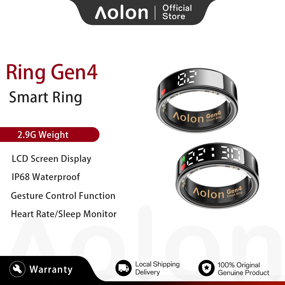 Aolon Ring Gen4 NEW Smart Ring LCD Screen Display Gesture Control IP68 ...