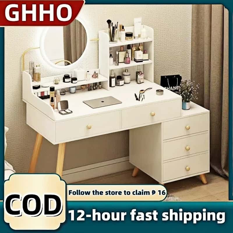 LED light+GHHO Vanity Table With Mirror Dressing Table With Mirror For ...