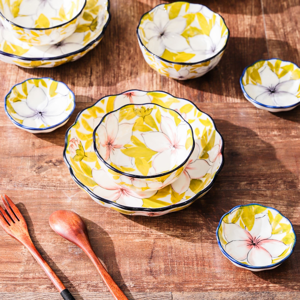 Luxury-Style Retro Magnolia Flower Ceramic Set - Porcelain Material ...