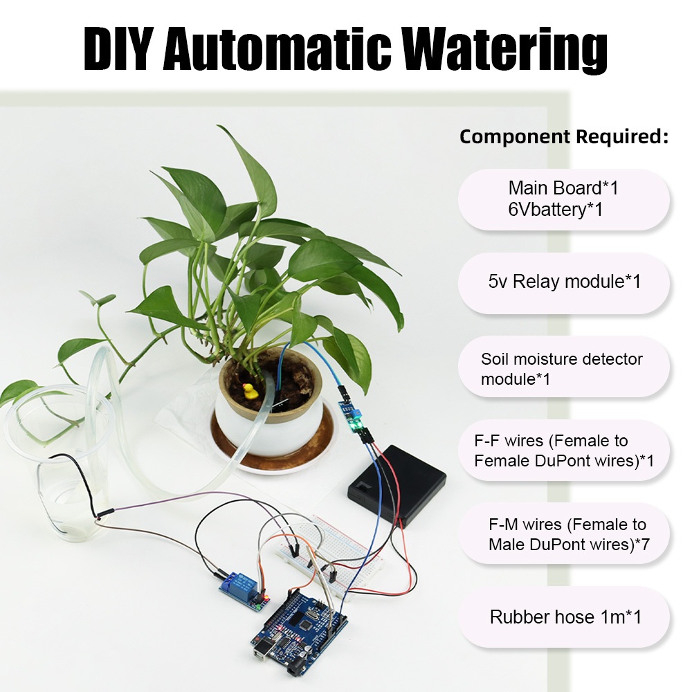 Creative STEM DIY Lab Automatic Irrigation Kit For Arduino Starter Kit UNO R3 Soil Moisture ...