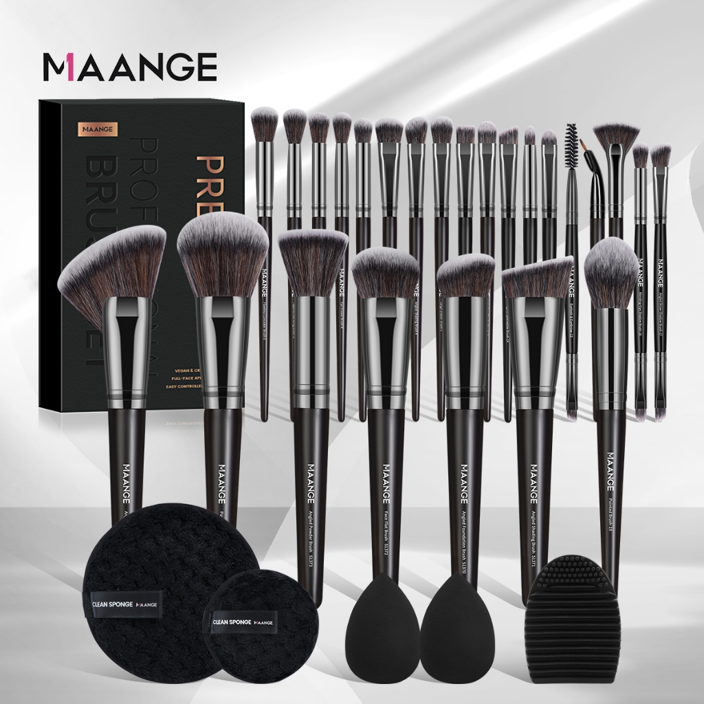MAANGE 25-Piece Makeup Brush Set With Powder Puff Beauty Egg Brush ...