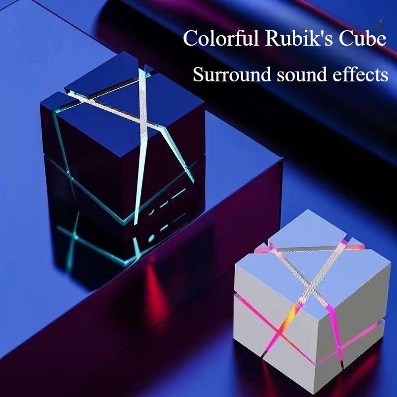 Rubik's Cube Bluetooth Speaker Subwoofer Mini Portable Colorful Lights ...
