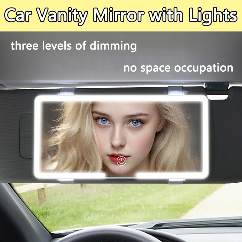Car Vanity Mirror with Touch Screen Adjustable Brightness 3 Modes HD ...