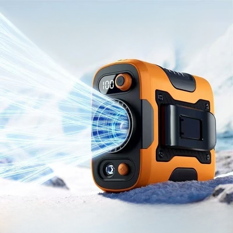 6000Ah portable waist clip fan, long standby time, built-in flashlight ...